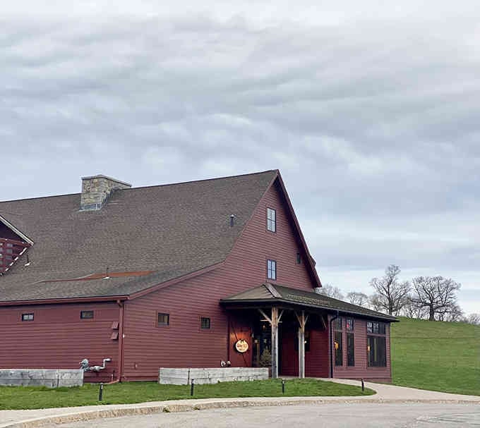 This pastoral setting under dramatic skies creates the perfect backdrop for steaks that truly know their origins.