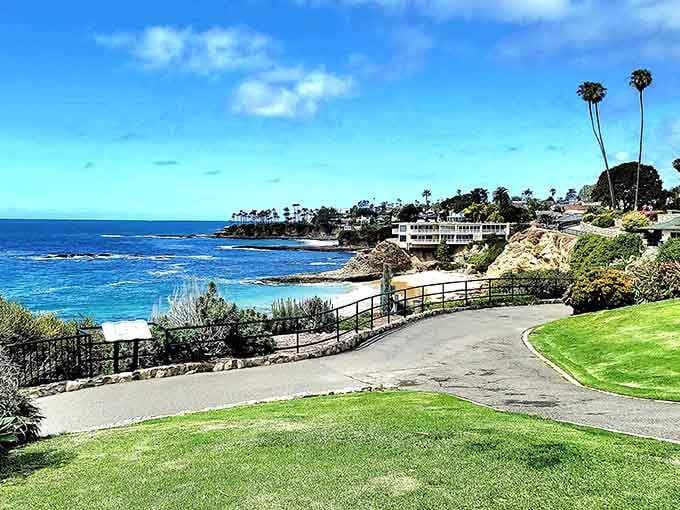 Those twin palms against the brilliant blue sky look like they're posing for a postcard from paradise.