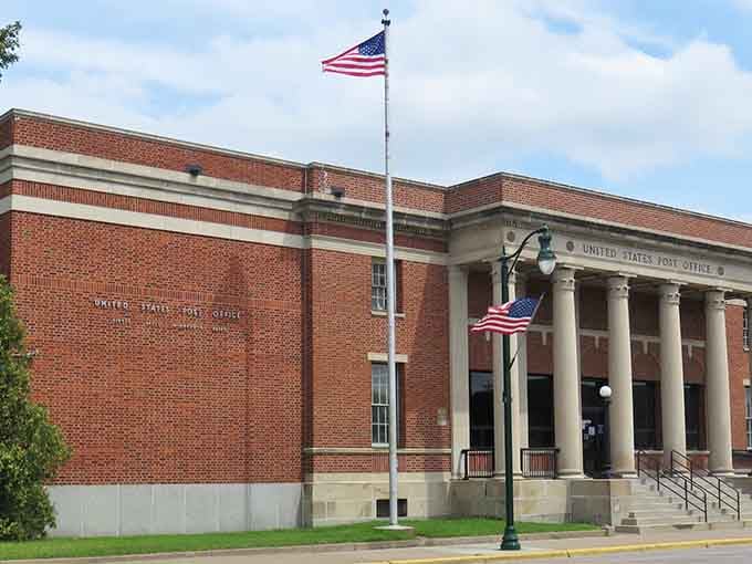 The classic post office stands with columns that say "permanence" in a world that changes faster than we'd sometimes like.