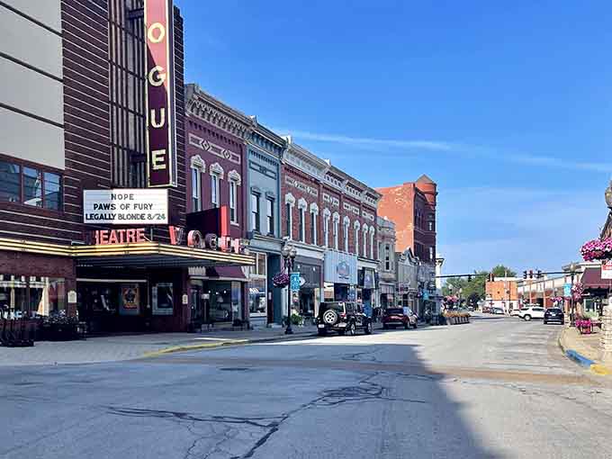 The vintage Vogue Theatre marquee stands as a proud reminder of when every town had its own movie palace.