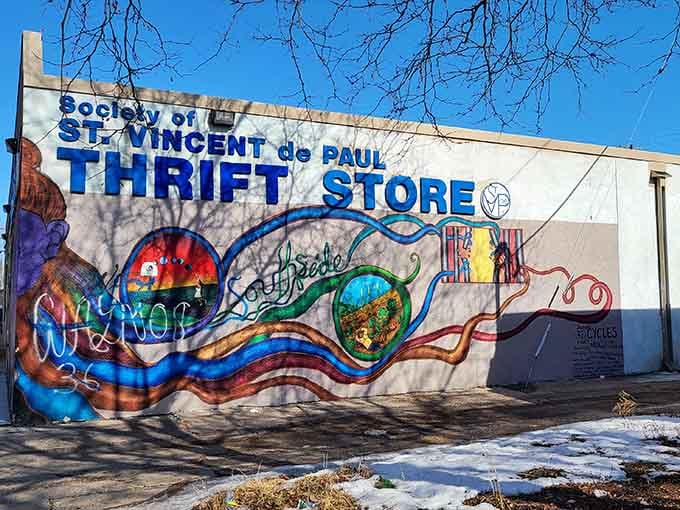 The artistic exterior practically sings with creativity, inviting you to discover treasures while supporting an important charitable mission.