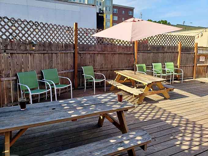 The outdoor seating area offers fresh air and friendly competition, perfect for when you need a breather between gaming marathons.