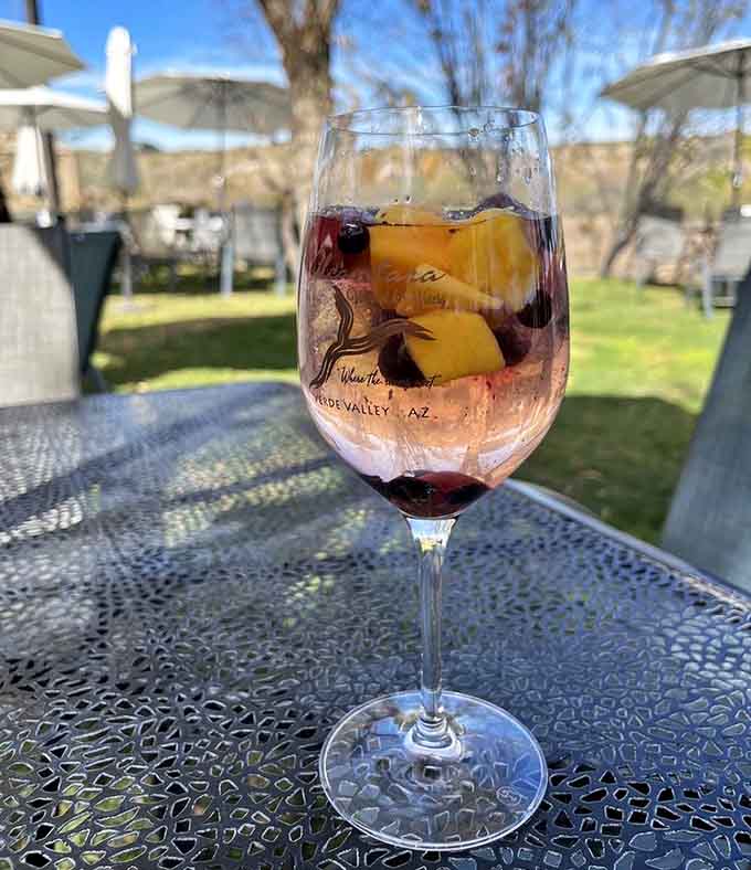 White sangria with fruit is summer in a glass, even when Arizona's version of winter is happening outside.