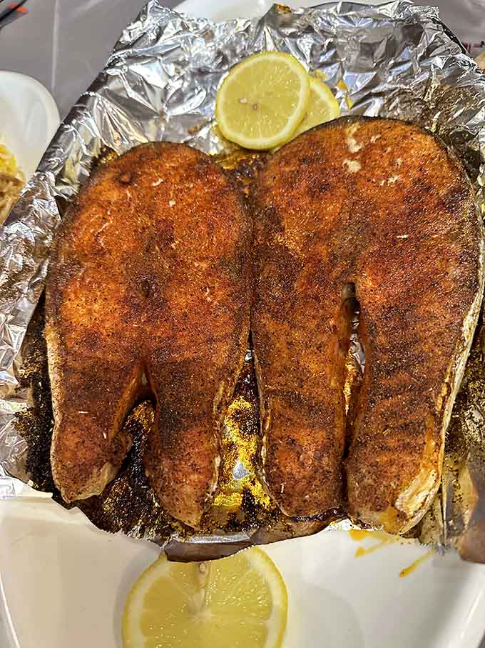 These seasoned fish fillets are so generously portioned, you might need a bigger plate and looser pants.