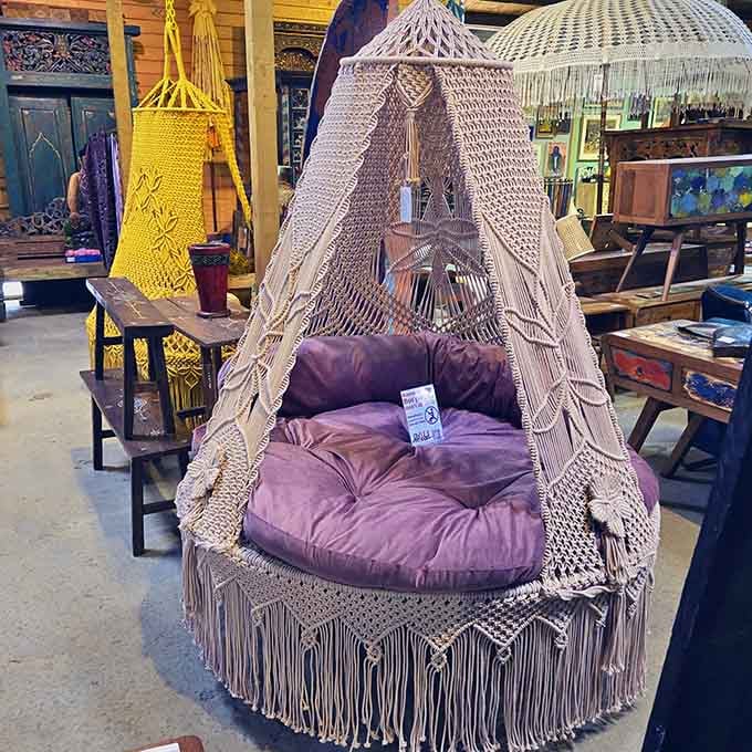 That macram&eacute; hanging chair is your ticket to feeling like a bohemian royalty from the 1970s.