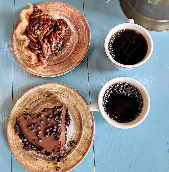 Two slices of heaven paired with coffee&mdash;because some decisions in life are just obviously correct from the start.