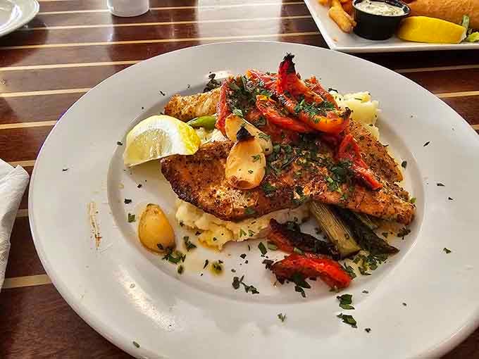 Walleye prepared with vegetables and care, proving this kitchen knows how to treat fish with the respect it deserves.