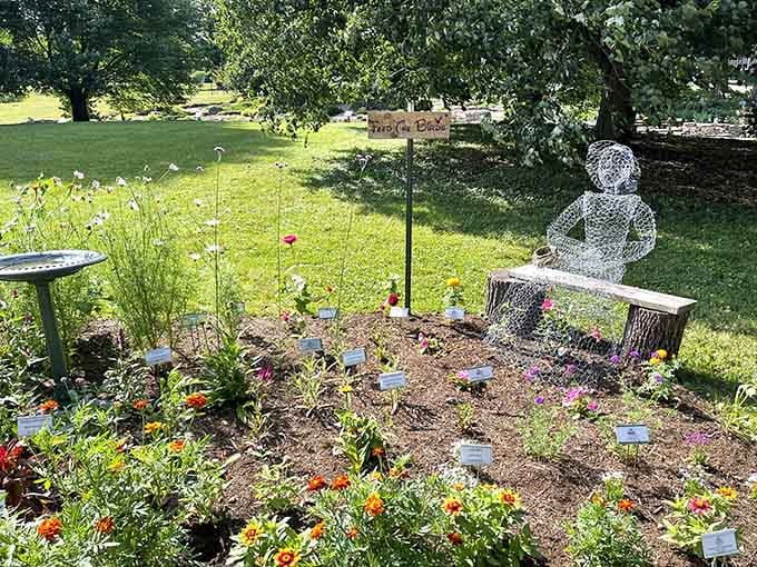 Community gardens where even the wire sculpture guy looks more relaxed than anyone you know paying Manhattan rent prices.