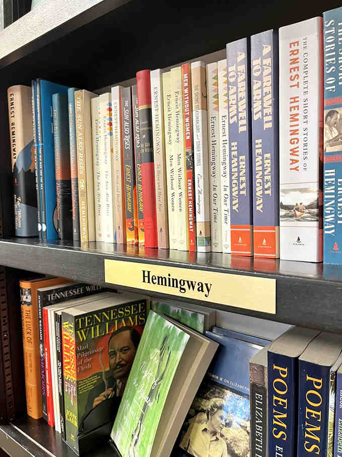 Hemingway and Tennessee Williams share shelf space, honoring Key West's rich tradition of attracting legendary writers and storytellers.