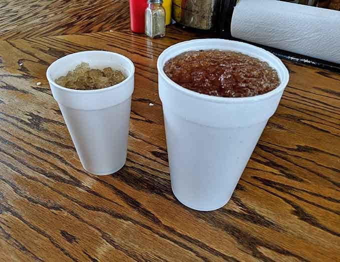 Sweet tea served in styrofoam cups, because some Southern traditions don't need fancy glassware to shine.