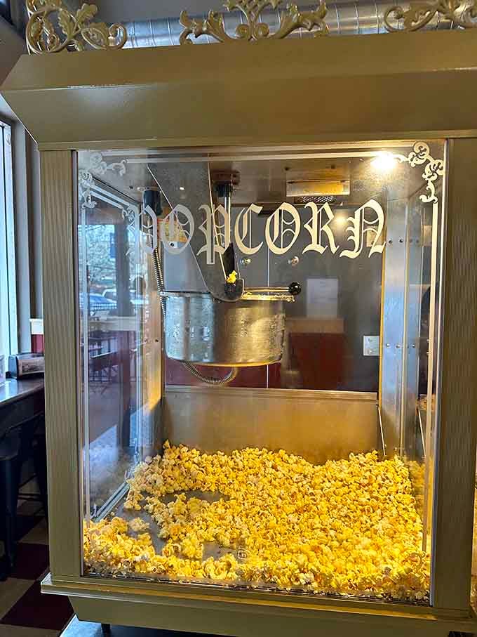 Fresh popcorn tumbling in that vintage machine is the kind of entertainment that never gets old or boring.