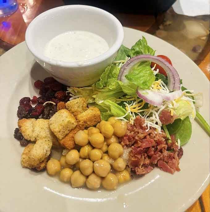 A salad bar selection that proves you can pretend to be healthy before round two at the buffet.