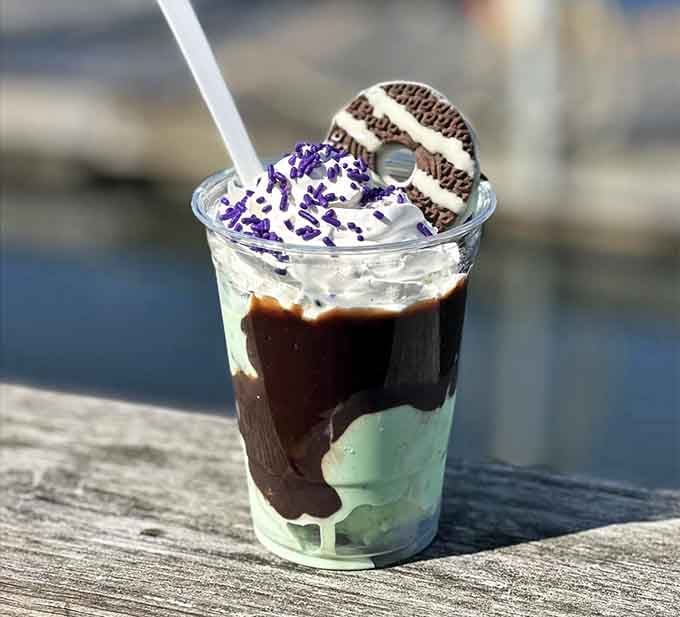 When your ice cream sundae channels Beetlejuice vibes with mint and chocolate swirls, dessert becomes performance art with whipped cream.