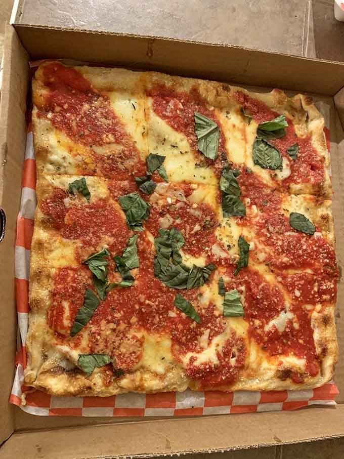 That square Grandma pie with its crispy edges and tender center is like getting a hug from an Italian nonna.
