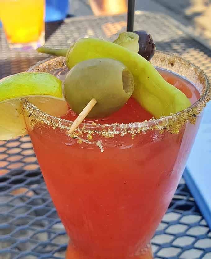 That Bloody Mary garnish situation is more elaborate than most people's lunch, and we're absolutely here for it.