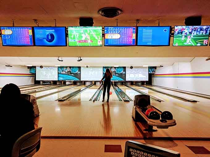 Bowling lanes that remind you when entertainment didn't require a smartphone and actually involved leaving the house.