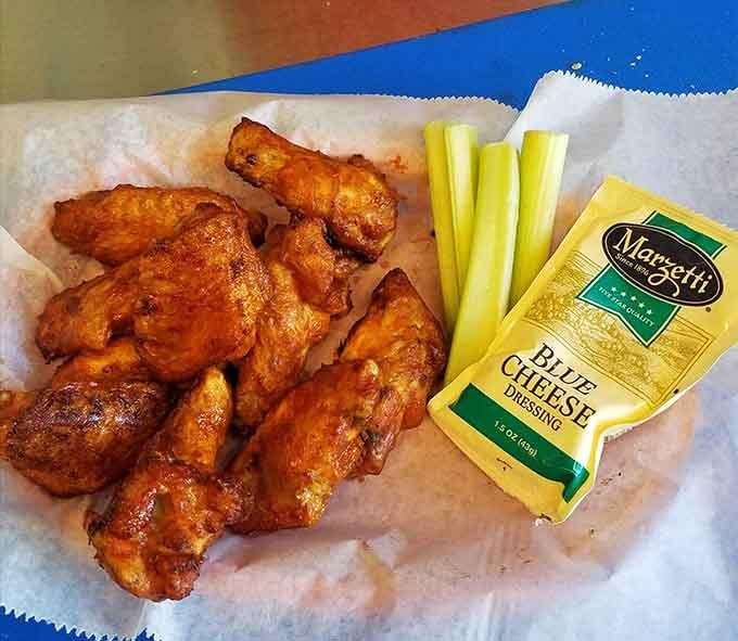 Crispy wings with celery and blue cheese dressing, because sometimes the classics are classic for a very good reason.