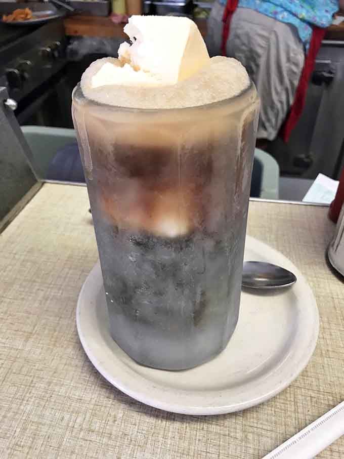 A frosted root beer float topped with whipped cream is childhood nostalgia you can actually taste and enjoy.