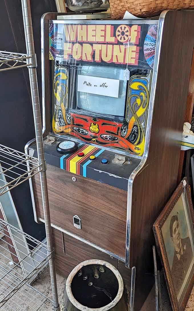 A Wheel of Fortune arcade game that predates Vanna White and still wants to take your quarters for a spin.