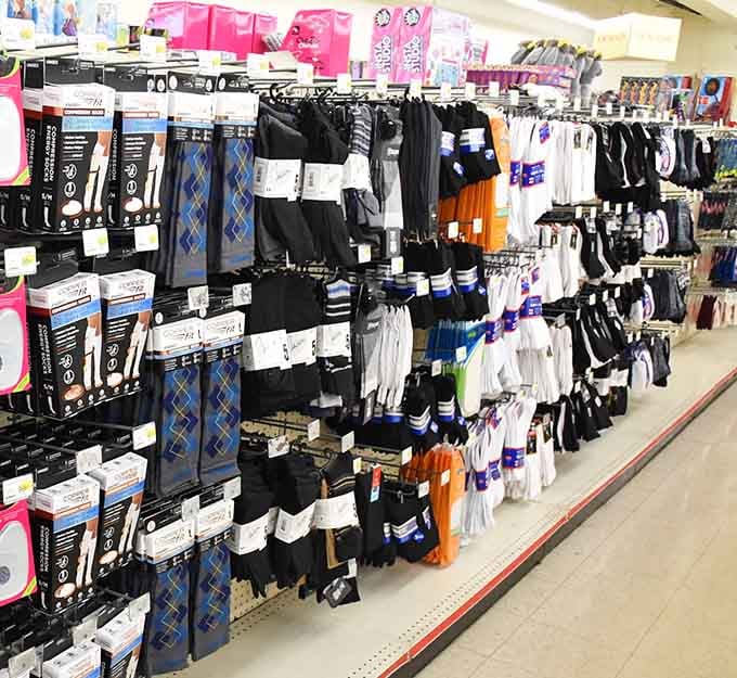 Socks displayed with the kind of abundance that suggests you'll never have mismatched feet again, hallelujah.