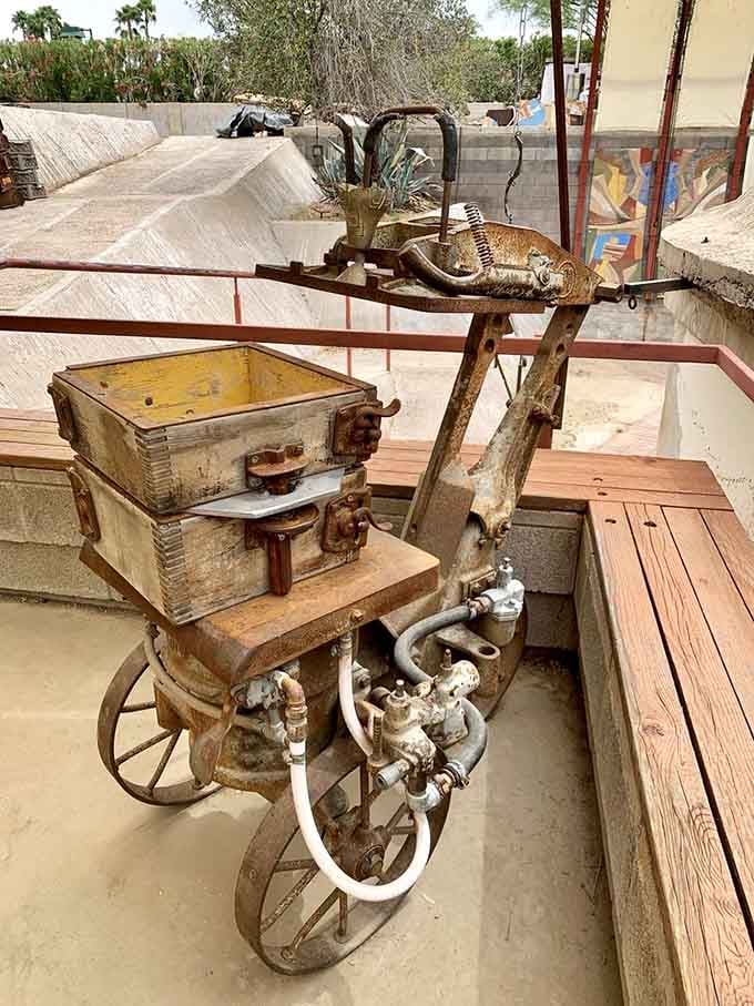 Even the foundry equipment has character here, looking like it belongs in an industrial art museum.