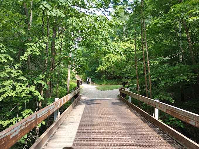 This footbridge proves that getting to paradise doesn't always require climbing mountains or crossing deserts.
