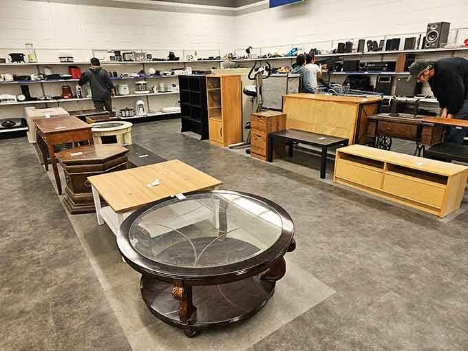 Furniture finds await their next chapter, from coffee tables to entertainment centers seeking new living rooms.