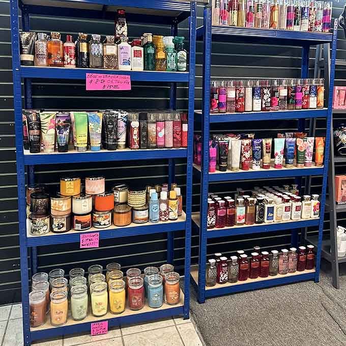 Shelves of candles and fragrances offer enough scent combinations to confuse even the most discerning nose completely.