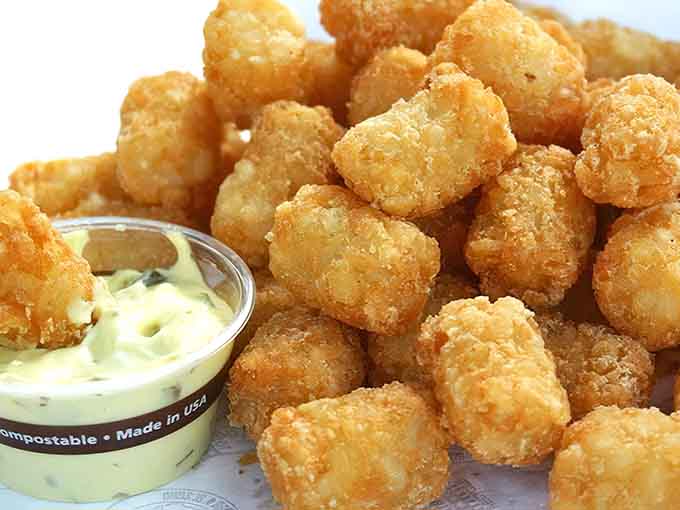 Golden tots so perfectly crispy they could make a grown person weep tears of pure happiness.