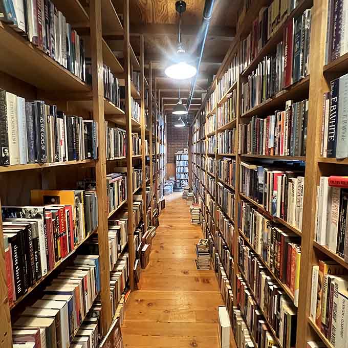 Narrow aisles flanked by endless books create the world's most delightful literary maze with no wrong turns.