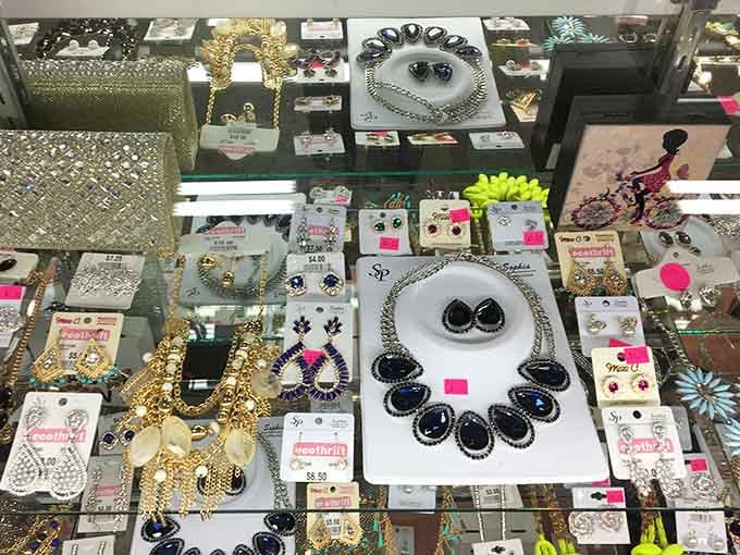 Jewelry gleaming under the lights like a budget-friendly Tiffany's, minus the snooty salespeople and astronomical price tags.
