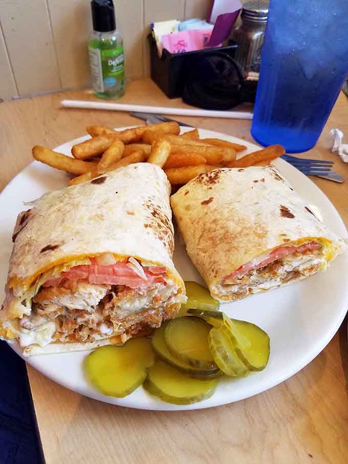 The wraps come loaded and generous, perfect for those rare souls who aren't quite ready for the tenderloin challenge yet.