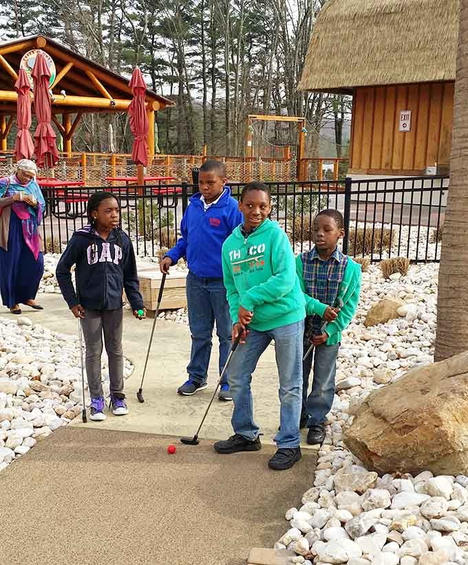 Young explorers navigate the course with the determination of seasoned adventurers seeking buried treasure and bragging rights.