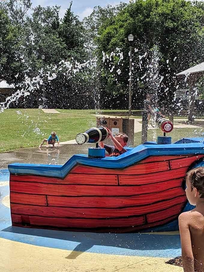 Water cannons on a pirate ship prove that sometimes the best ideas come from pure imagination.