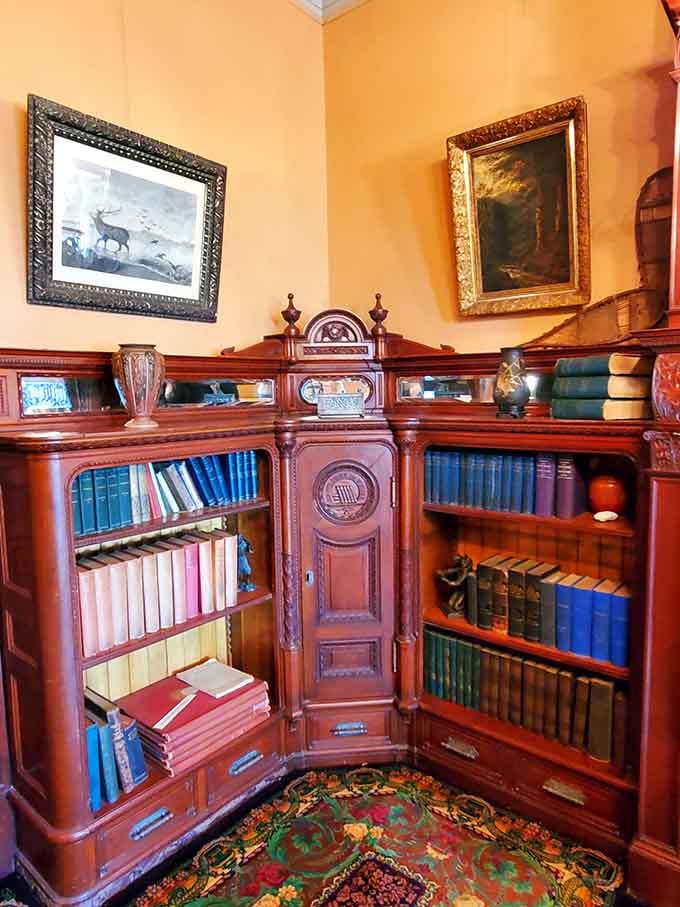 Corner bookshelves this beautiful make you want to read everything, even instruction manuals and tax documents.