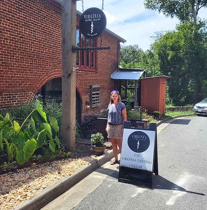 The Virginia Tasting Cellar sits in a converted building where wine appreciation meets genuine Southern hospitality perfectly.
