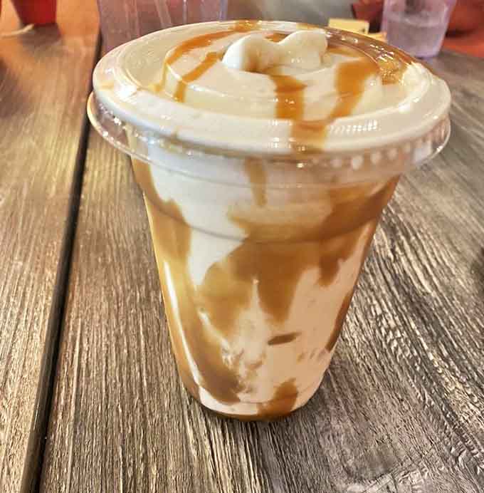 A salted caramel milkshake so thick and creamy it requires commitment, upper body strength, and zero regrets whatsoever.