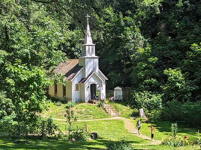 This charming chapel in Heritage Canyon proves that good things really do come in small, perfectly preserved packages with steeples.