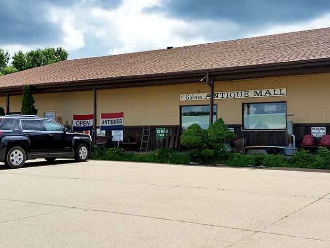 The Antique Mall promises treasures inside, because one antique shop is never enough when you're this committed.