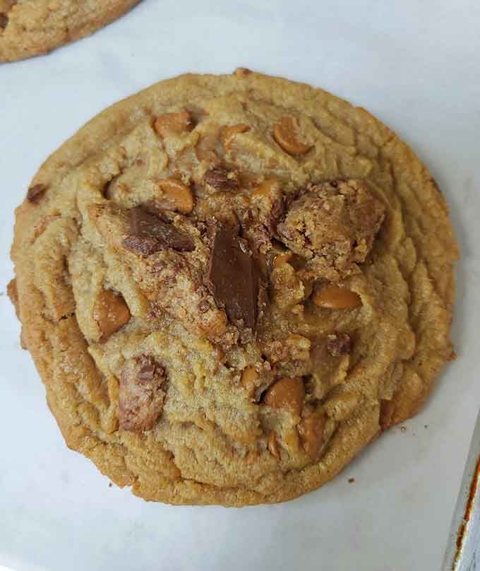 A cookie the size of your palm loaded with peanut butter cups is basically happiness in baked form.