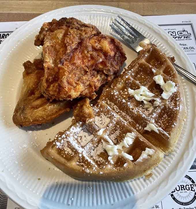 Chicken and waffles: the sweet-and-savory power couple that makes every other breakfast pairing jealous of their relationship.