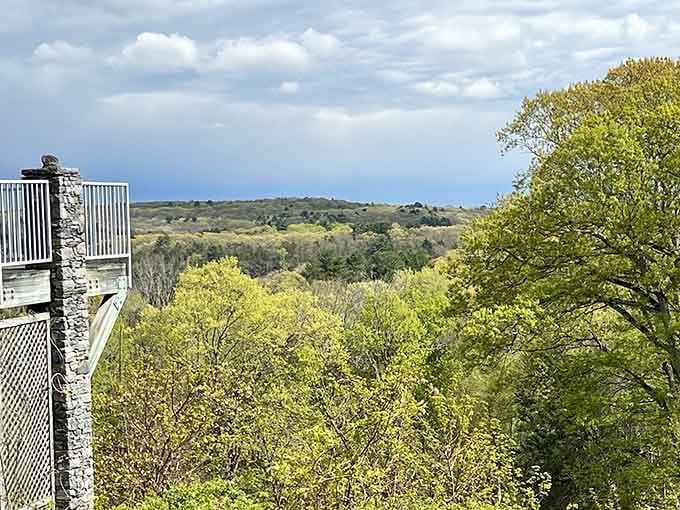 Balconies jut from stone walls, offering private overlooks where you can survey your temporary kingdom in peaceful solitude.