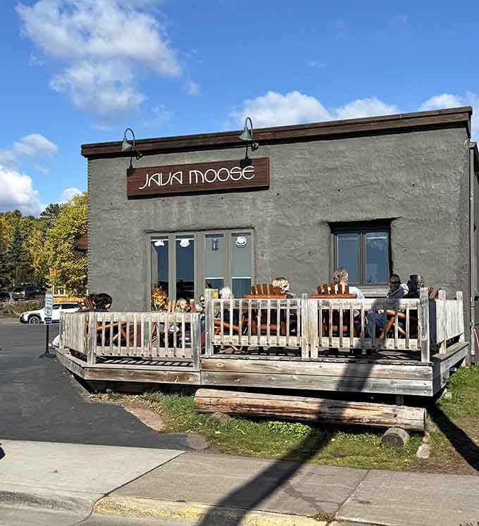That outdoor deck says "I serve excellent coffee and I know you'll want to linger here awhile."