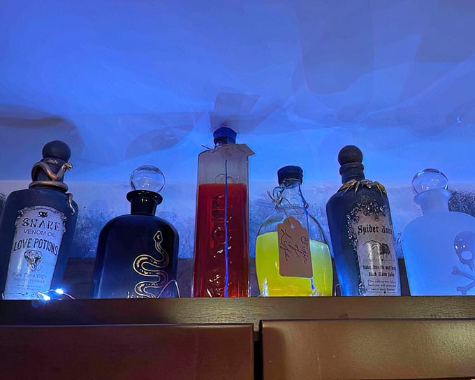 These potion bottles glow with mysterious liquids &ndash; probably not actual Felix Felicis, but a wizard can dream.