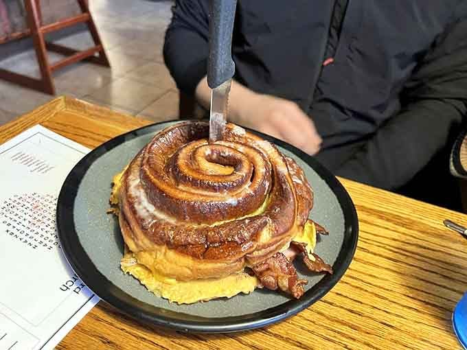 That cinnamon roll could double as a pillow, though eating it is a far better use of time.