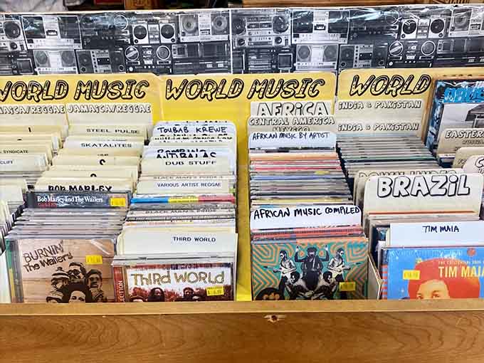 The world music section takes you on a global journey without ever leaving Greenville, South Carolina.