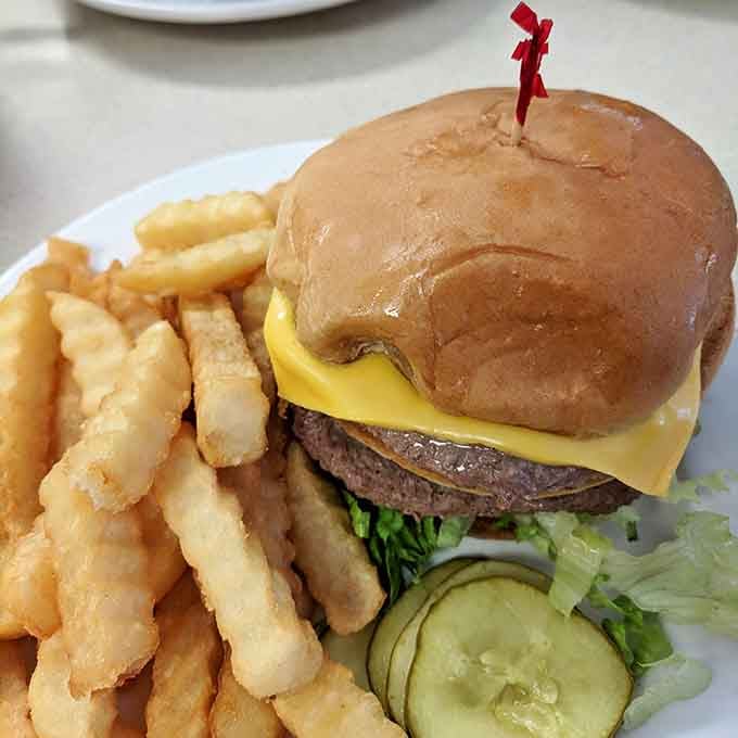 A burger with fries that understands the assignment: be delicious, be filling, be exactly what you're craving.