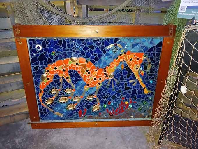 Colorful mosaic seahorses remind us that the ocean's smallest creatures deserve their moment in the artistic spotlight.