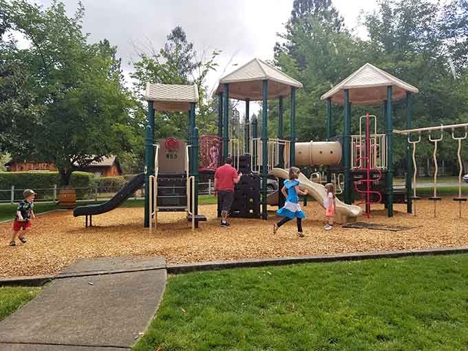 Doc Griffin Park offers the perfect spot for kids to burn energy while adults contemplate lunch options.