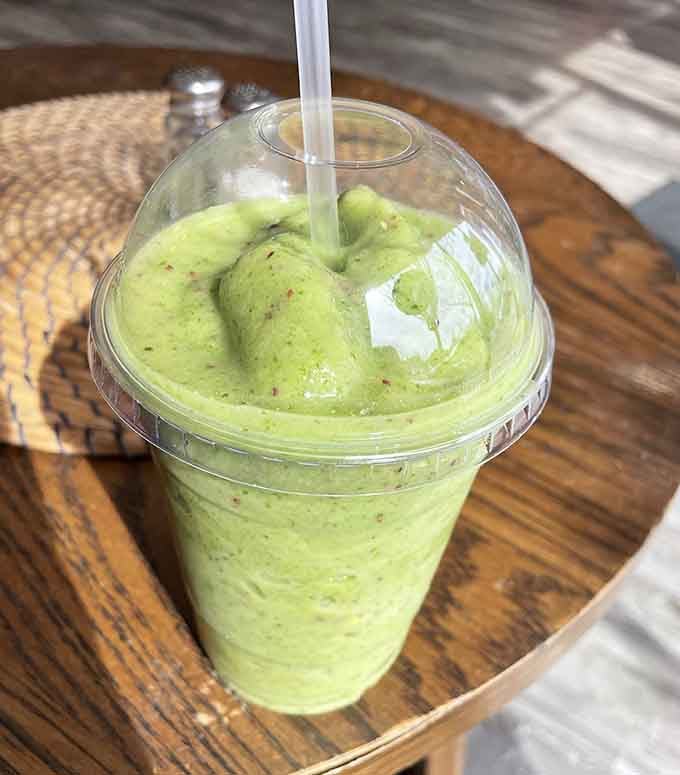 Even the smoothies are vibrant here, giving you permission to feel healthy before the pierogi feast begins.